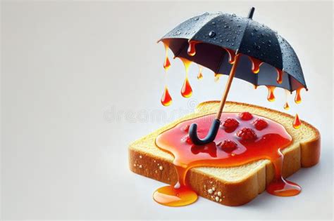 A Slice Of Bread With Jam And An Umbrella Space For Text Stock Image