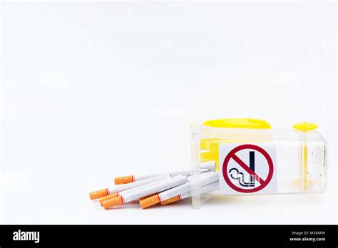 Cigarettes In To The Dumpsno Smoking Day Backgroundanti Smoking Stock