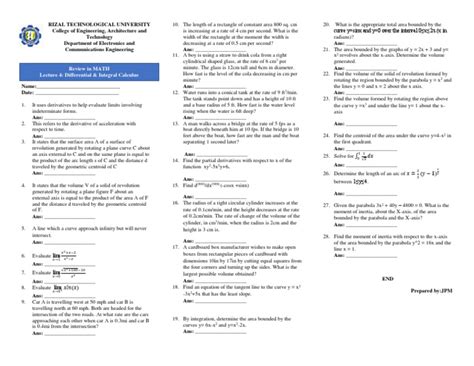 Lecture4 Differential And Integral Calculus Pdf Area Volume