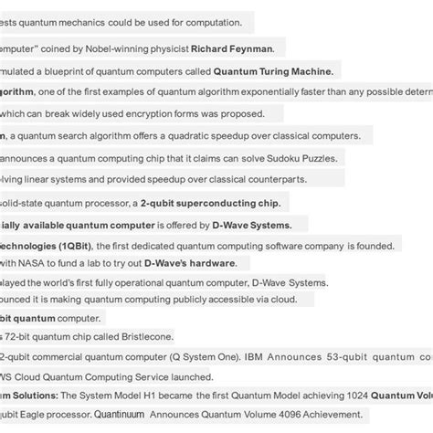 Timeline Of Developments In Quantum Computing Technology Download