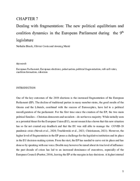 Pdf Dealing With Fragmentation The New Political Equilibrium And Coalition Dynamics In The