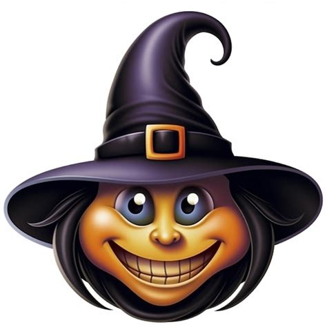 Premium Ai Image A Cartoon Witch Face With A Hat And A Big Smile