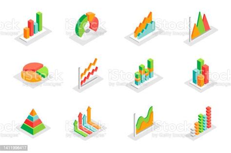Grafik Dan Bagan Konsep Ikon Isometrik 3d Diatur Bundel Elemen