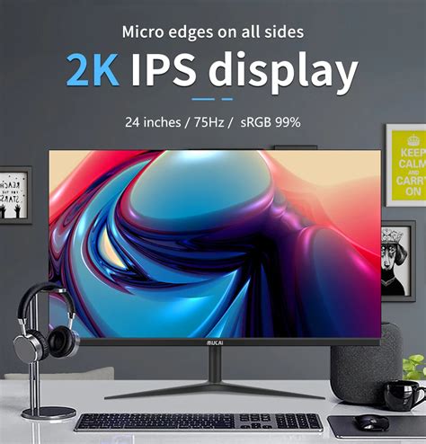MUCAI 24/27 Inch 2K Monitor 75Hz Desktop PC Lcd QHD Display Gaming Flat ...