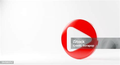 Ikon Video Tombol Putar Merah Logo Simbol Pemutar Media Sosial Foto