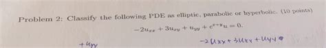 Solved Problem 2 Classify The Following Pde As Elliptic