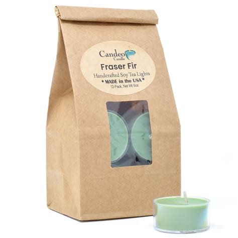 Fraser Fir Holiday Scented Soy Tealights 12 Pack Clear Cup Candles