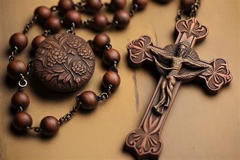 Contas De Oração De Rosário Católico De Madeira Tradicional Feitas à