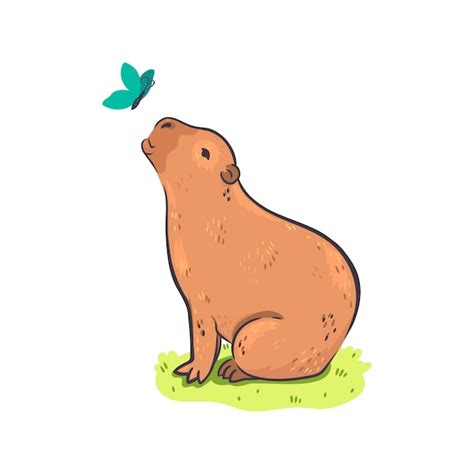 Premium Vector Cute Capybara Isolated On White Background Vector Graphics
