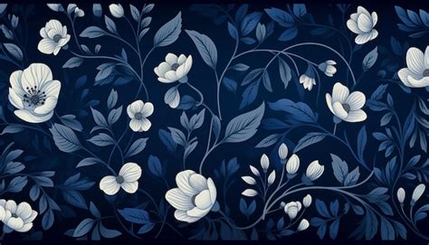 Premium Photo Navy Blue Flowers Background