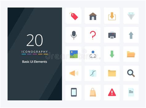 20 Basic Ui Elements Flat Color Icon For Presentation Stock Vector Illustration Of House