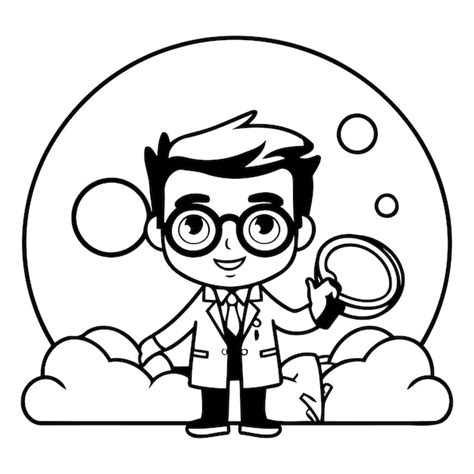 Premium Vector Scientist With Magnifying Glass Vector Character