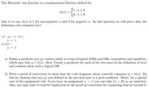Solved The Heaviside Step Function Is A Mathematical