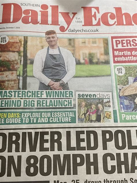 So Good To See Tom Hamblet On The Front Page Of The Daily Echo Sally