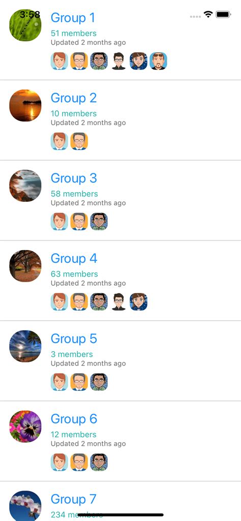 React Native Group List Ui Example Template