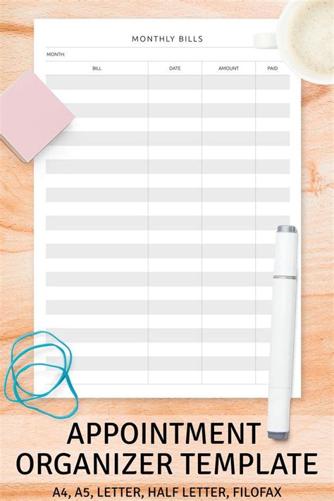Appointment Organizer Template Schedule Templates Aesthetic