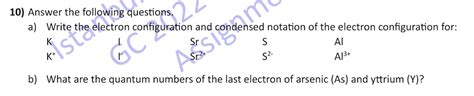 Solved 10 Answer The Following Questions A Write The Electron