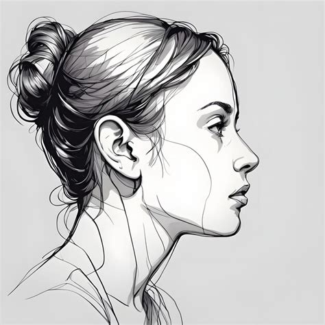 Artistic Black And White Drawing Of A Girl Premium Ai Generated Image