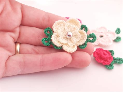 Crochet Flower Applique Pdf Pattern Etsy