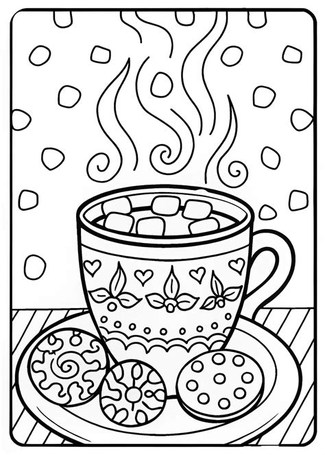 Warm Cup Of Hot Cocoa Coloring Page Free Printable