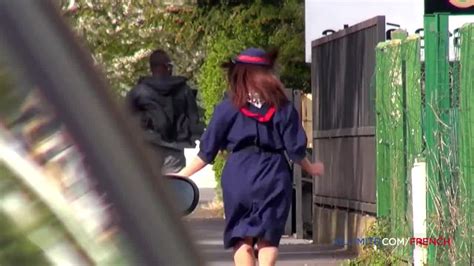 French Meter Maid Gets Fucked By 2 Mans In A Warehouse