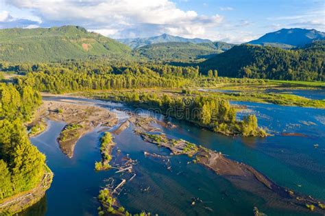Drone View Of A Beautiful Pacific Northwest Lake Stock Image Image Of