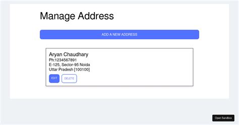 Address Management Codesandbox Address Management Codesandbox