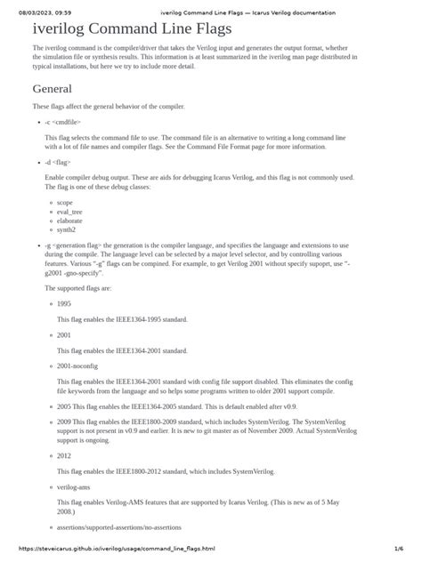 Iverilog Command Line Flags Icarus Verilog Documentation Pdf