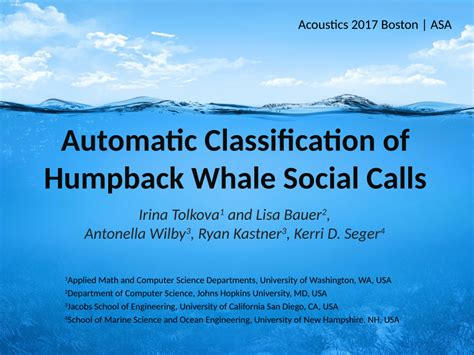 Pdf Automatic Classification Of Humpback Whale Social Calls