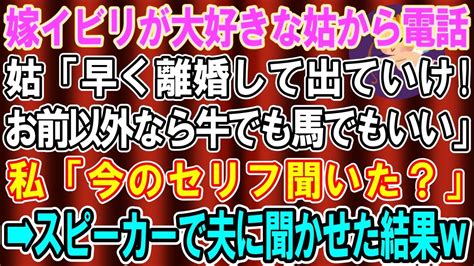 【スカッとする話】旦那に隠れ嫁いびりをする姑「早く離婚して出ていけ！お前以外なら牛でも馬でもいいw」私「では離婚します」→親戚一同で私を説得
