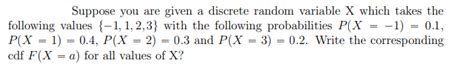 Solved Suppose You Are Given A Discrete Random Variable X Chegg
