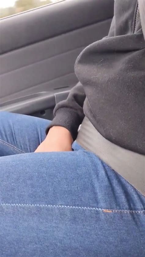 Lap Pee Desperately Wetting Jeans In Lap In Car