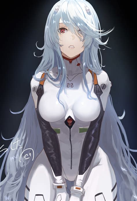 배경 화면 애니메이션 소녀들 Rebuild Of Evangelion 신세기 에반게리온 신 아야나미 레이 긴 머리 파란 머리 독주 삽화 디지털 아트 팬