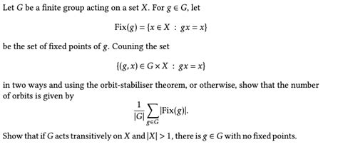 solved let g be a finite group acting on a set x for g∈g