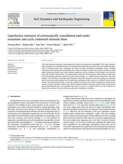 Pdf Liquefaction Resistance Of Anisotropically Consolidated Sand