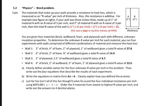 Solved 52 3 Pts A Physics Word Problem The Materials