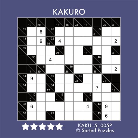 Kakuro KAKU P Sorted Puzzles
