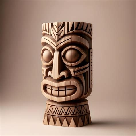 Premium Ai Image Closeup Shot Of Traditional Tiki Wooden Carved
