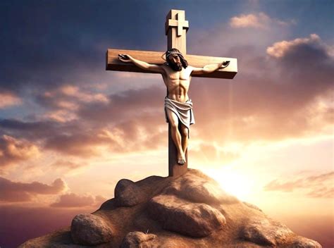 Jésus Christ Crucifié Sur La Croix Sur Le Mont Golgotha Mort Pour Les