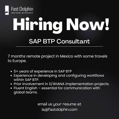 Sapbtp Sapjobs Remotework Mexicojobs Hiringnow Sapconsultant… Fast Dolphin