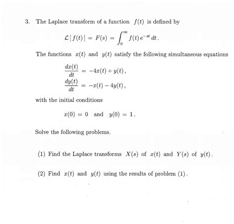 Solved The Laplace Transform Of A Function F T Is Defined Chegg