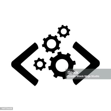 Code Optimization Flat Black Icon Isolate On White Background Vector