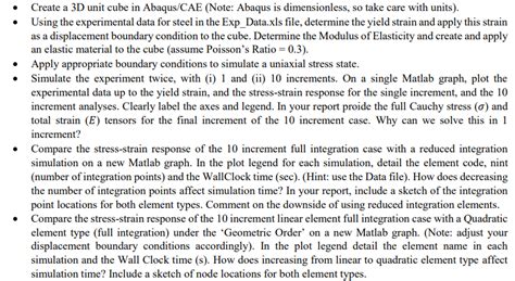 Solved Create A D Unit Cube In Abaqus Cae Note Abaqus Is Chegg