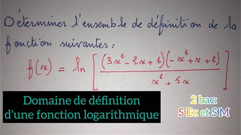 2Bac Fonction logarithme Domaine de définition challenge1 YouTube