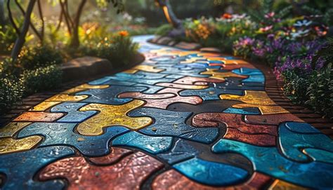 Premium Photo A 3d Pathway Made Of Interconnected Puzzle Pieces