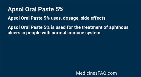 Apsol Oral Paste 5 Uses Dosage Side Effects Food Interaction And Faq