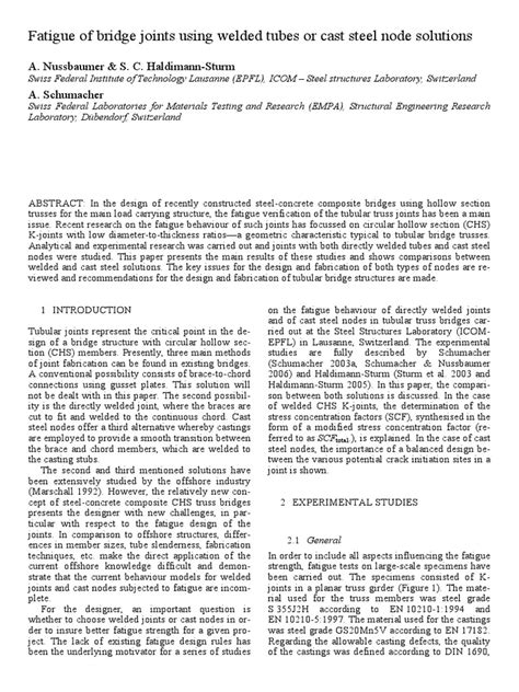 Fatigue Of Bridge Joints Using Welded Tubes Or Cast Steel Node