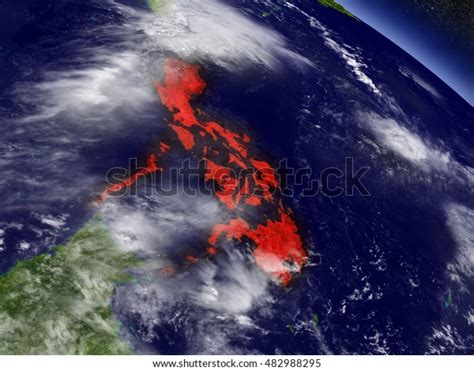 Philippines Highlighted Red Seen Earths Orbit Stock Illustration