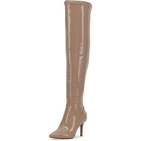 Jessica Simpson Over The Knee Boot Abrine Nude Patent Side Pointed Toe Boots Chai Latte 5