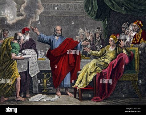 Illustration Of Daniel Interpreting The Handwriting On The Wall During